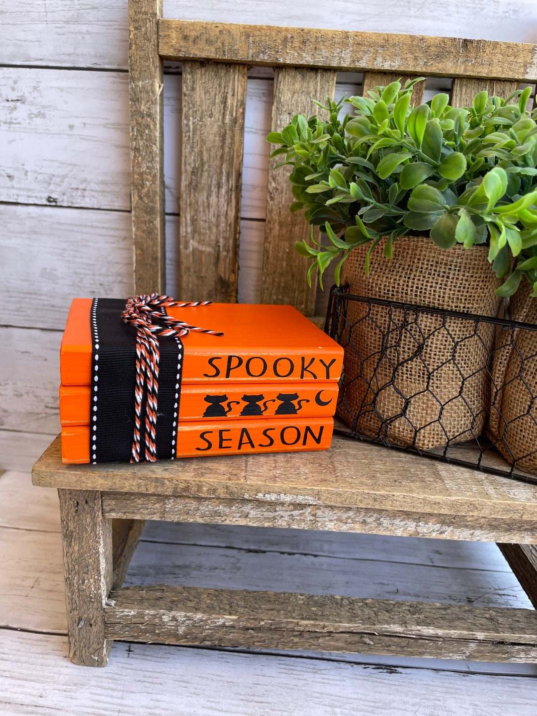 Halloween-spooky Season-stacks-mini Book Bundle-set 3 Wood Books-fall ...