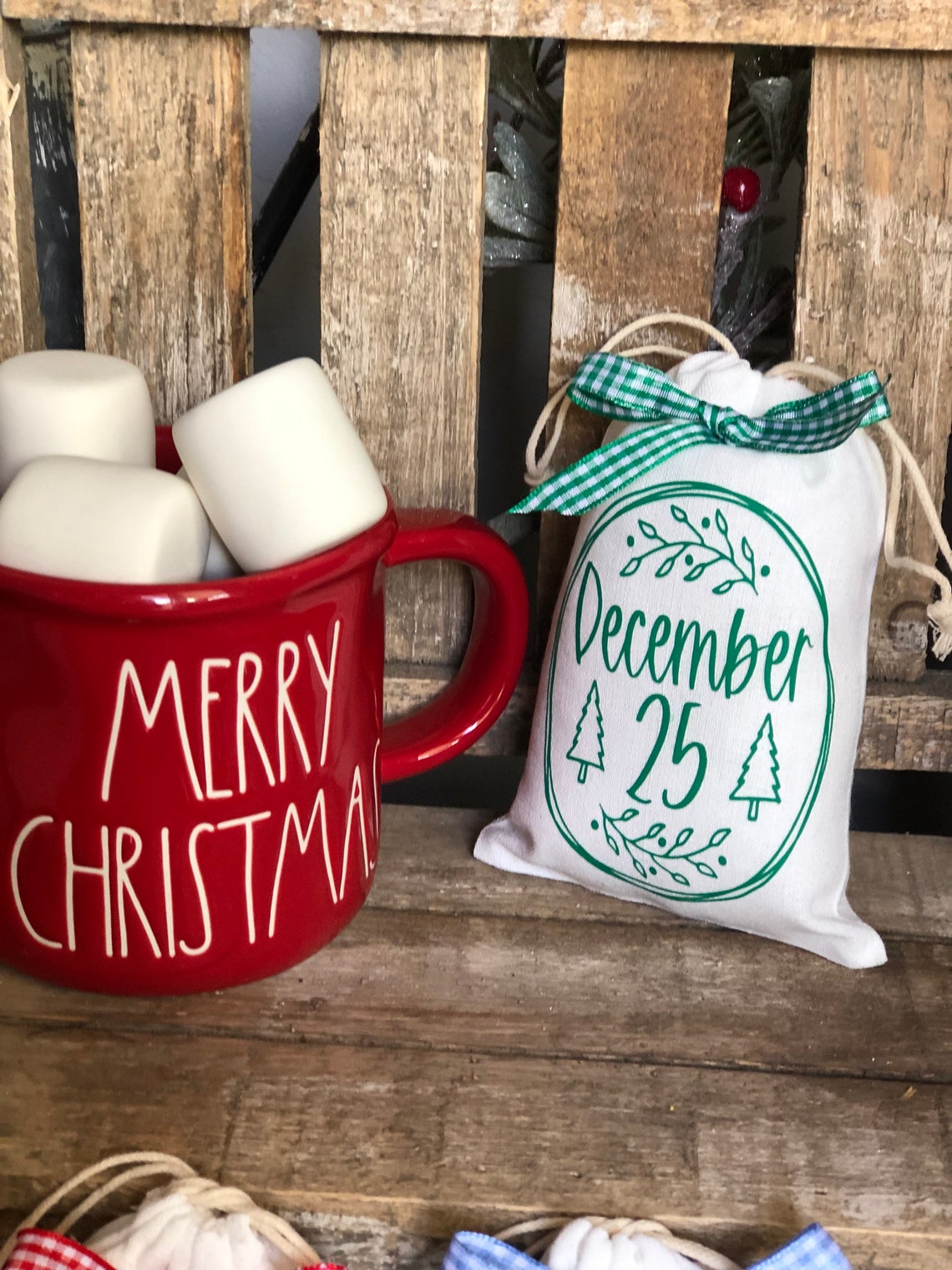 Tiered Tray | Mini Christmas Sack | Mini Christmas Pillow | Santa Sack ...