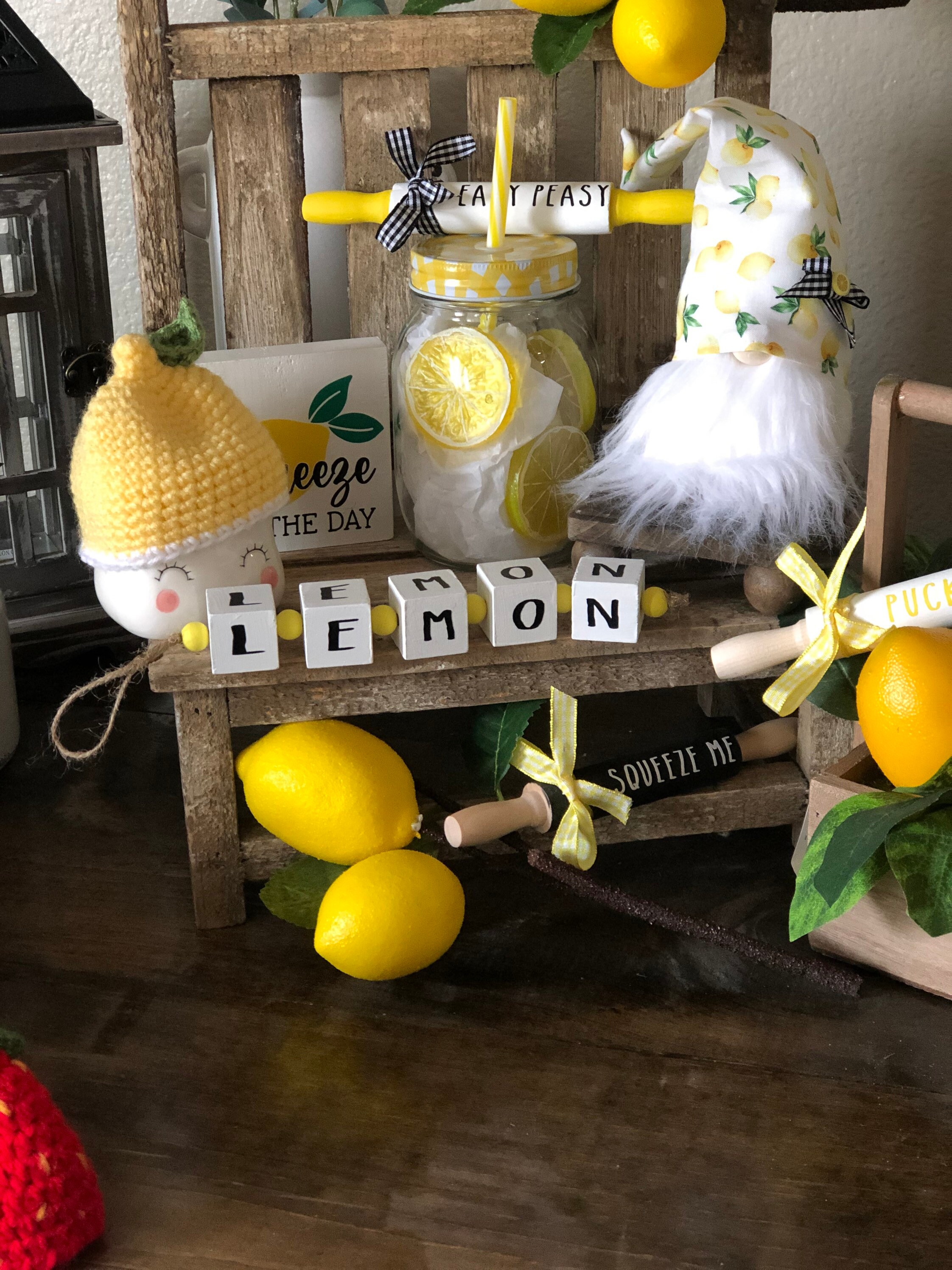 Lemon Bead Block Garland- Sweet -tiered Tray Decor- Summer- Farmhouse ...