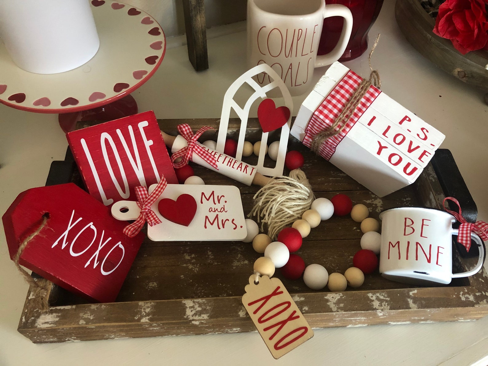 Valentine's Decor Bundle, XOXO, Valentine Tiered Tray, Valentine ...