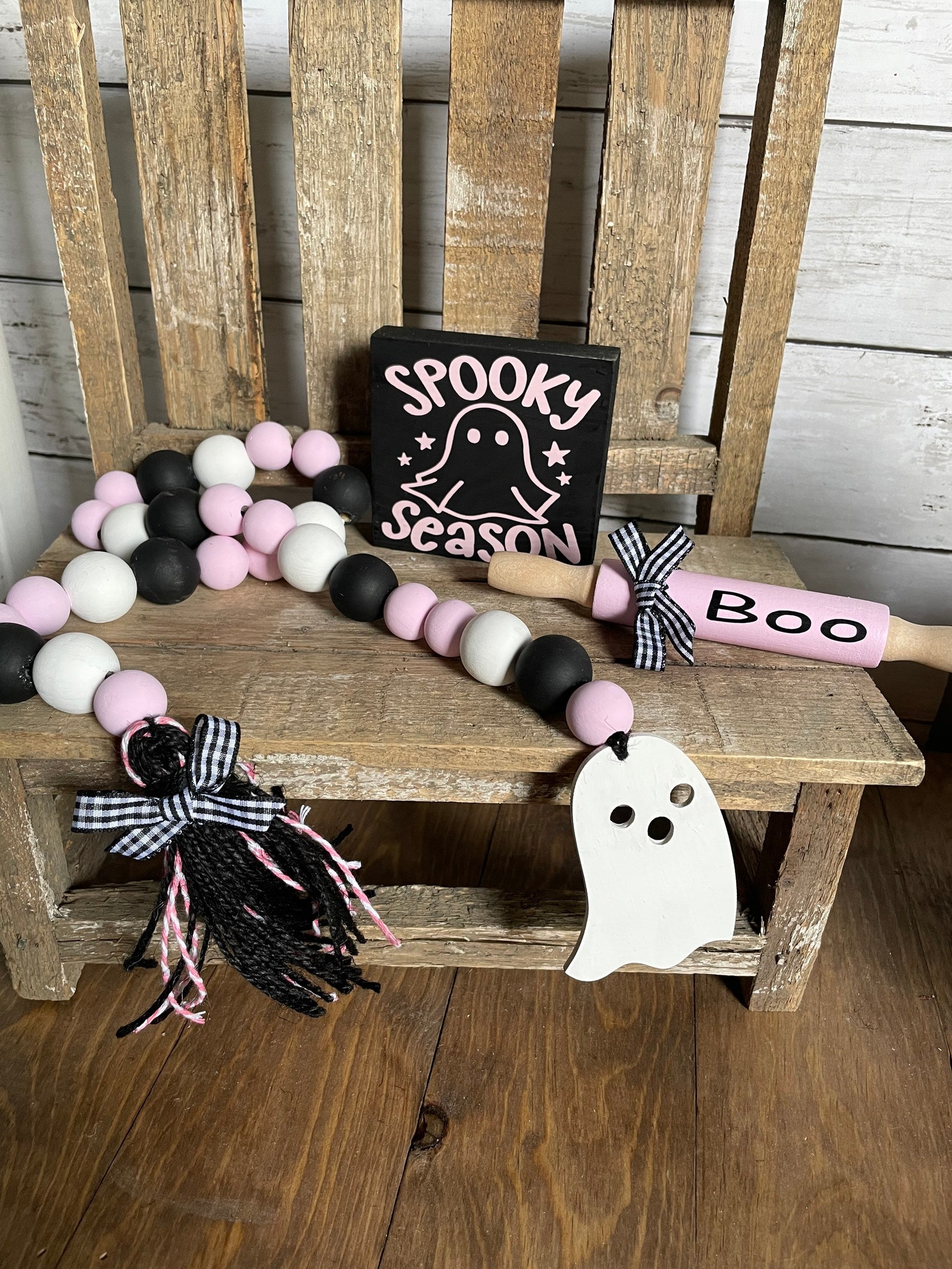 Pink Ghost Decor Bundle, Halloween, Set of 3, Ghost Tiered Tray, Ghost ...