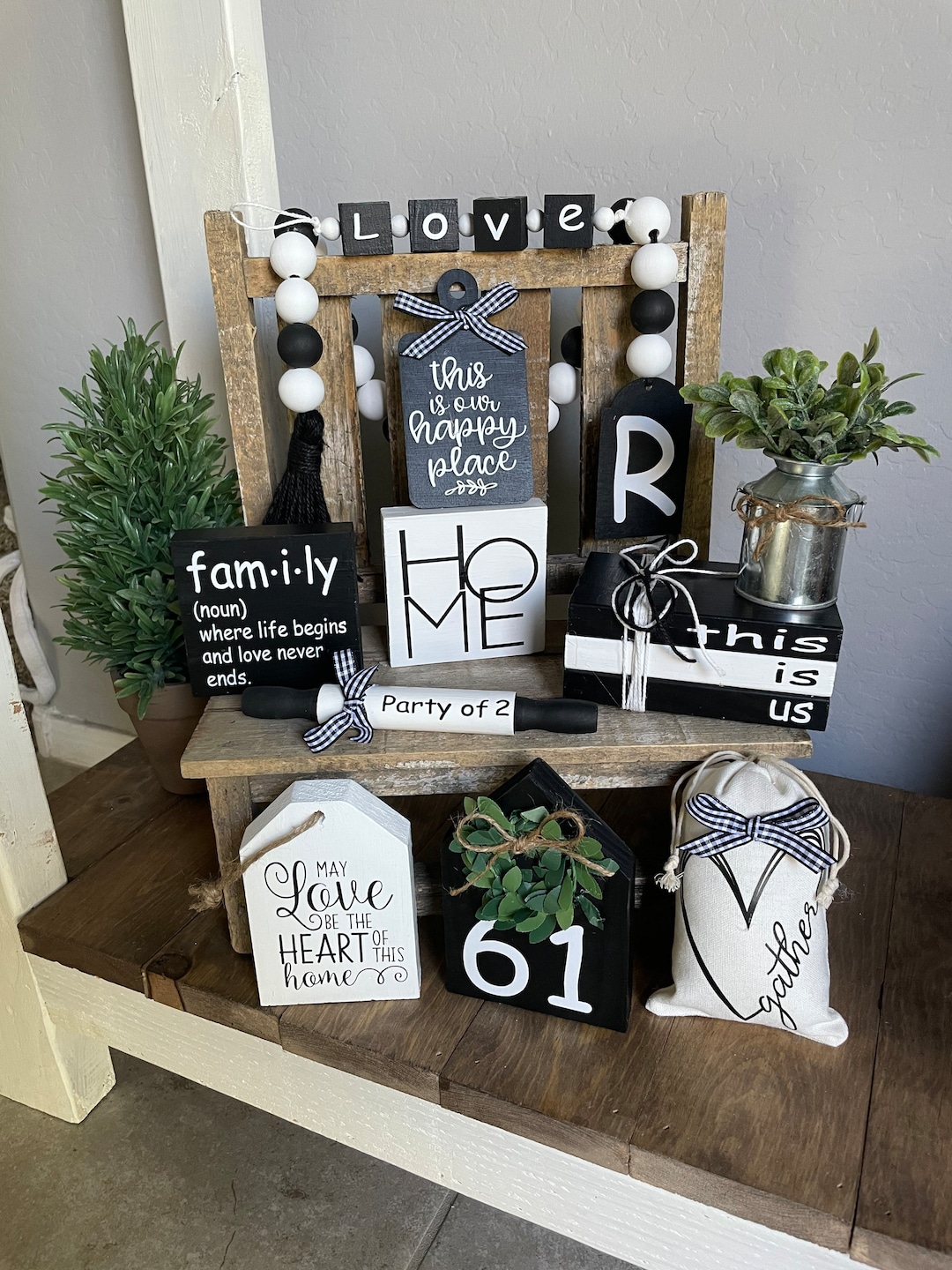 Home Decor Bundle, Tiered Tray Decor, Rae Dunn Inspired, Farmhouse ...