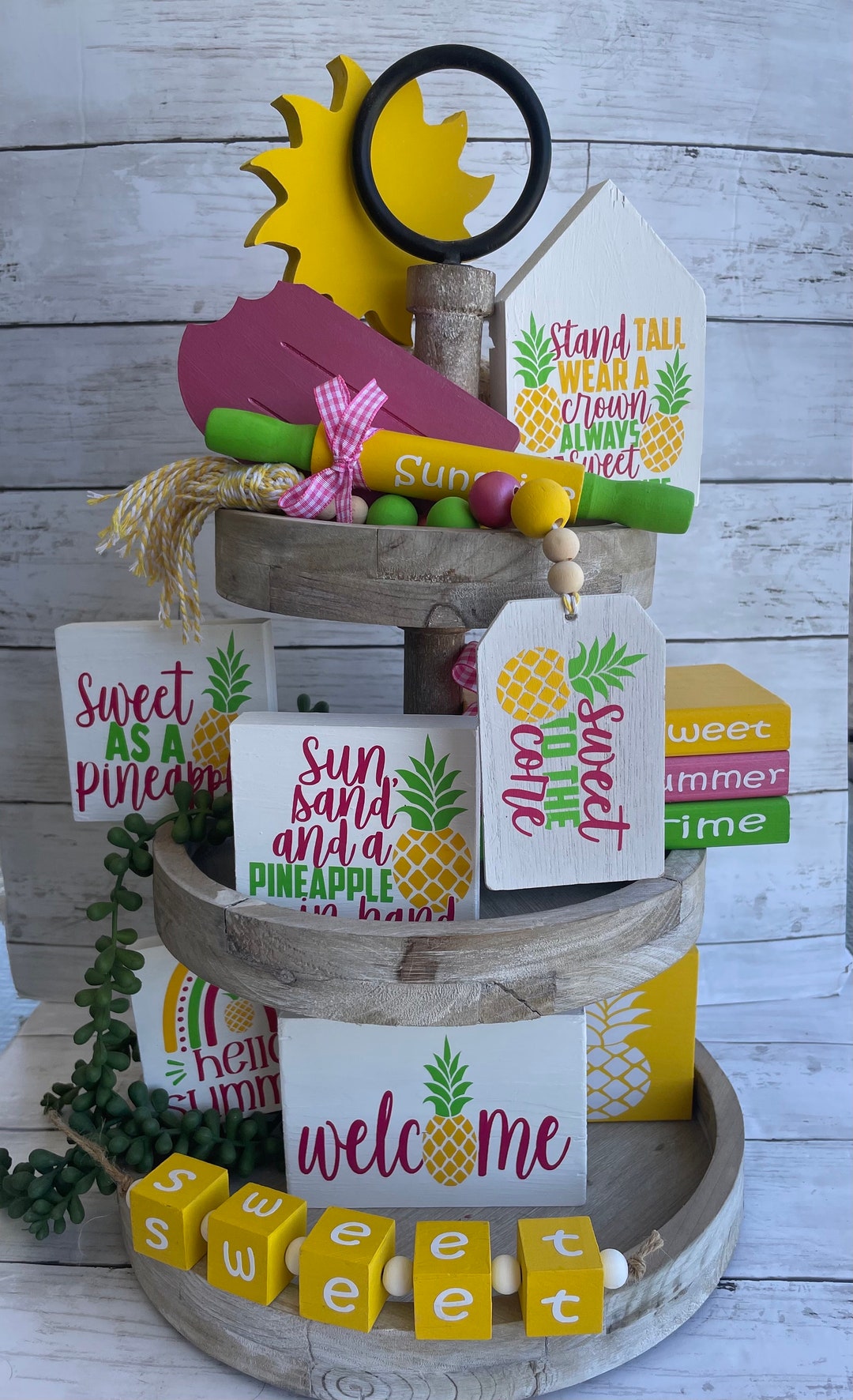 Pineapple Summer Decor Bundle, Tiered Tray Decor, Rae Dunn Inspired ...