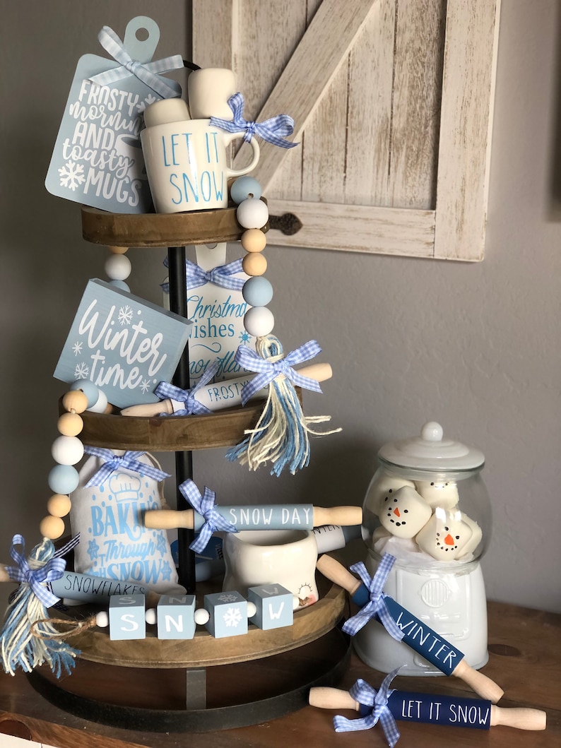 Winter Time Decor Bundle, Set of 3, Winter Tiered Tray, Winter Garland ...