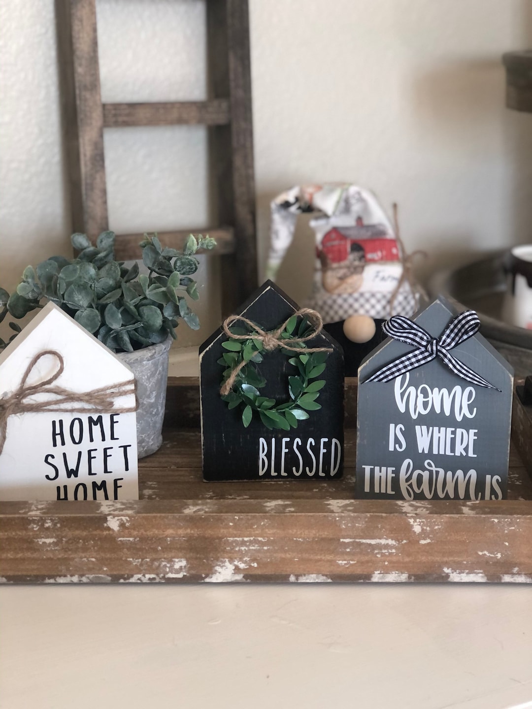 Mini Wooden House Sign - Rae Dunn Inspired Home Sign - Farmhouse Sign ...