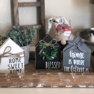 Mini Wooden House Sign - Rae Dunn Inspired Home Sign - Farmhouse Sign ...