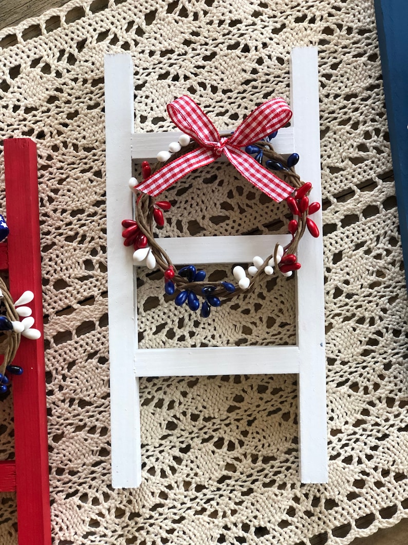 4th of July Mini Wood Ladder Tiered Tray Decor, Summer Decor, Farmhouse ...