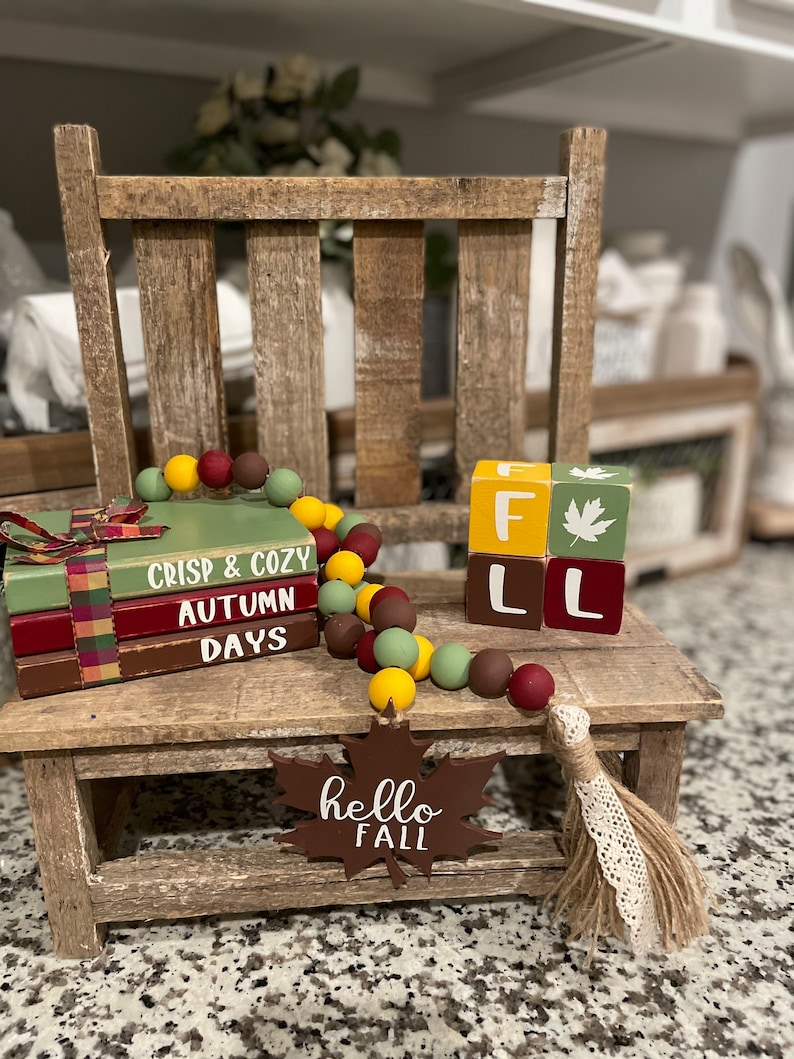 Crispy-autumn-stacks-mini Book Bundle-set 3 Wood - Etsy