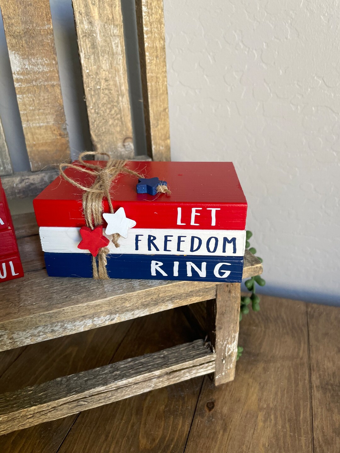 4th of July-red-white-blue Stacks-mini Book Bundle-set 3 Wood Books-usa ...