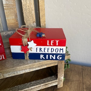 4th of July-red-white-blue Stacks-mini Book Bundle-set 3 Wood Books-usa ...
