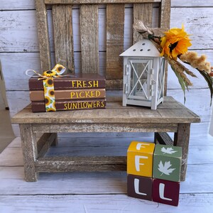 Sunflower-fall-stacks-mini Book Bundle-set 3 Wood Books-fall-tier Tray ...