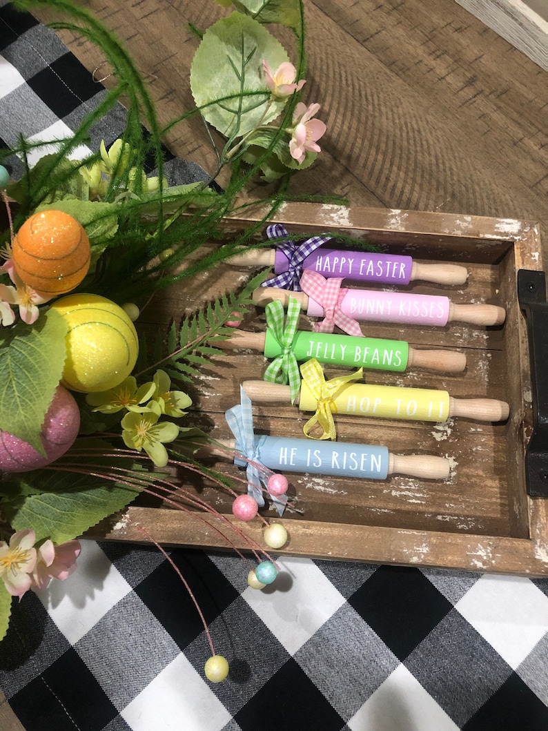 Easter Rolling Pins Easter Day Tier Tray Decor Tiered Tray - Etsy