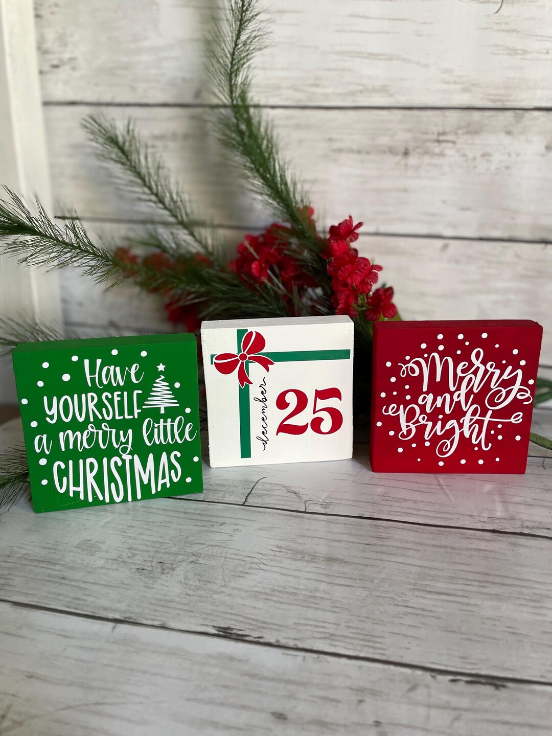 Mini Wooden Sign Set - Home Sign - Farmhouse Sign - Christmas - Decor ...