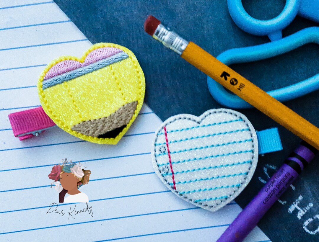 School Hair Clips, School Accessories, Feltie Clips, Hair Clips, Pencil ...