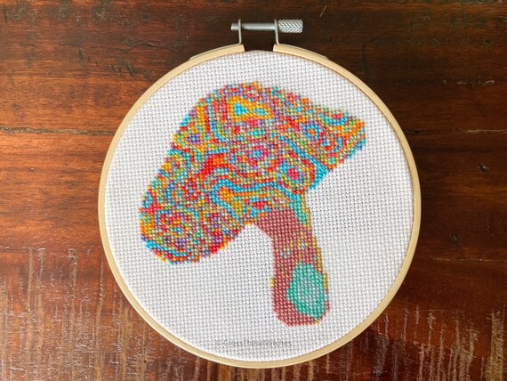 Trippy Mushroom Cross Stitch PDF Pattern Modern Hippy - Etsy