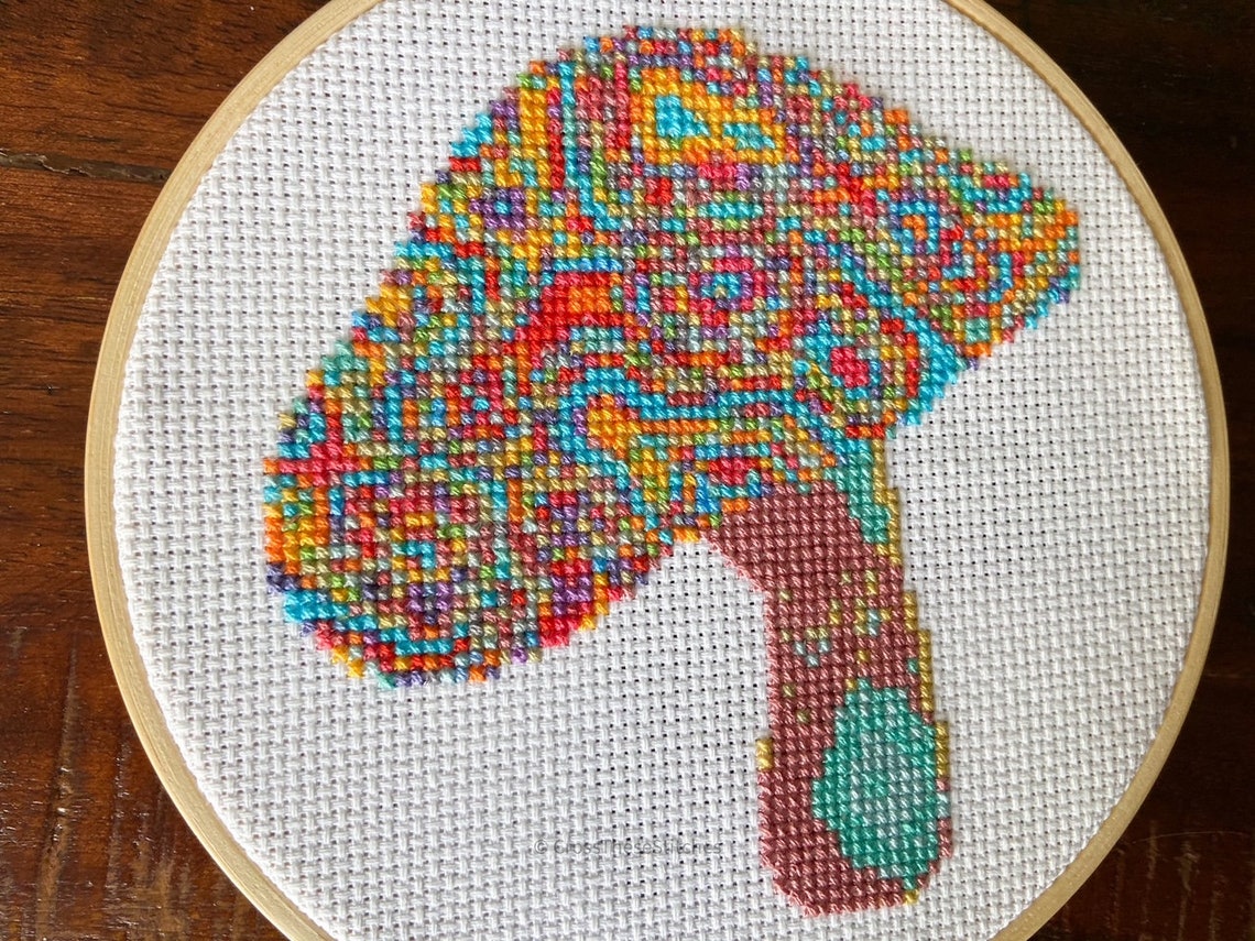 Trippy Mushroom Cross Stitch PDF Pattern Modern Hippy - Etsy