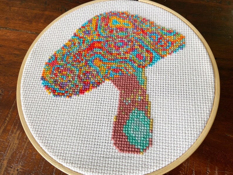 Trippy Mushroom Cross Stitch PDF Pattern Modern Hippy - Etsy