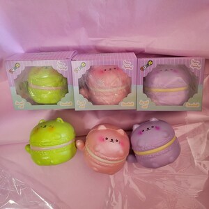 Jumbo Rare Squishies Cat Macaron Squishy Squishies Cute Food Keychain ...