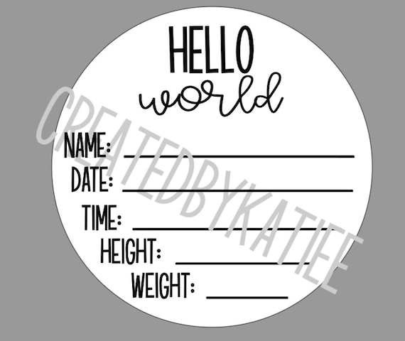 Birth Announcement Sign Hello World SVG Baby Milestone - Etsy Canada