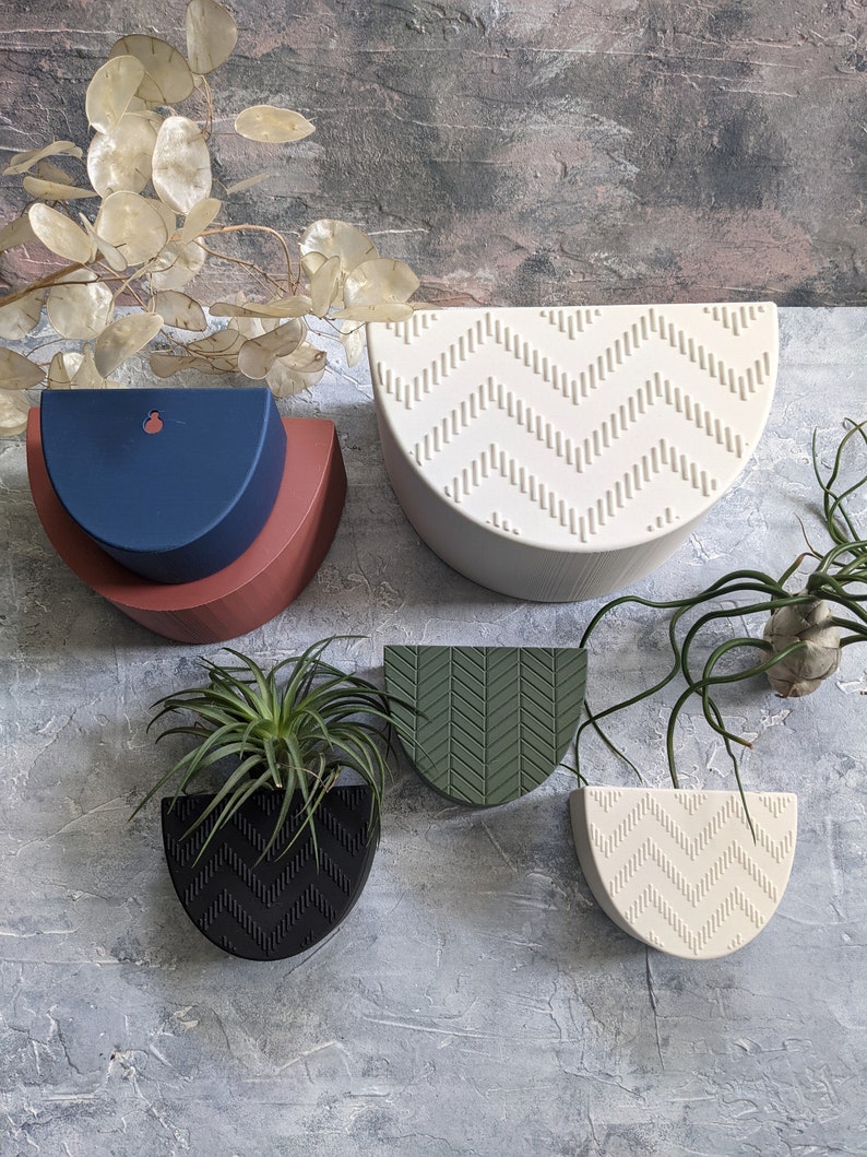 Large Set Modern Chevron Style Wall Planters Mid Century - Etsy