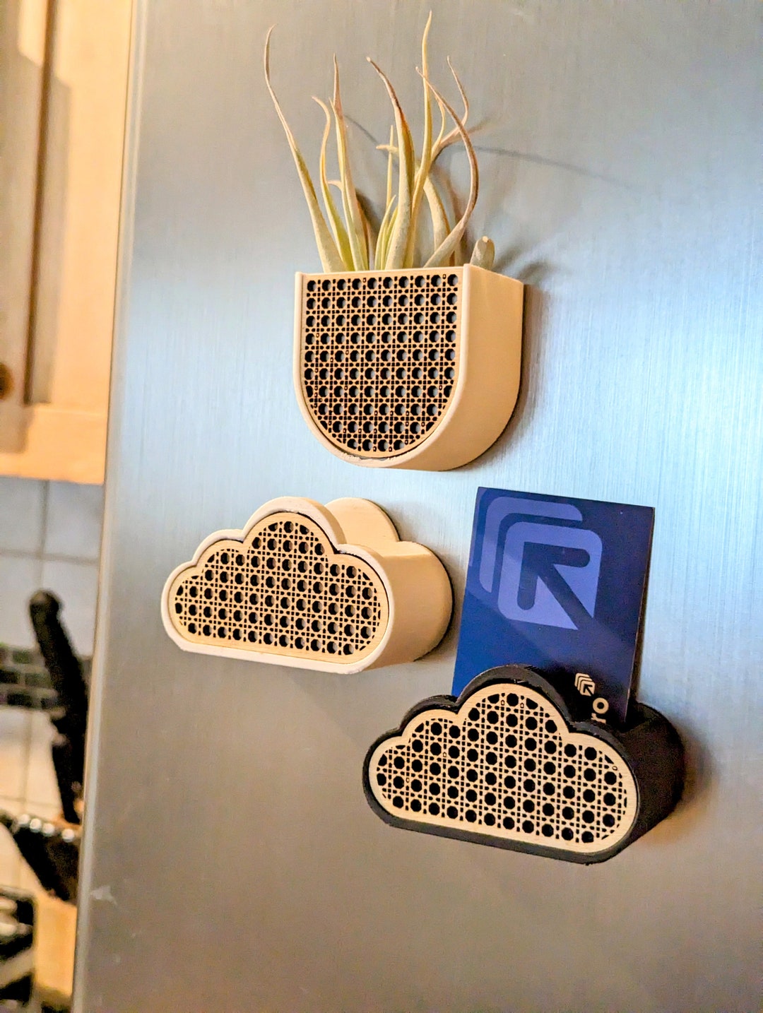 Cloud Air Plant Planter Magnet, Rattan Decor, Fridge Magnet, Succulent ...