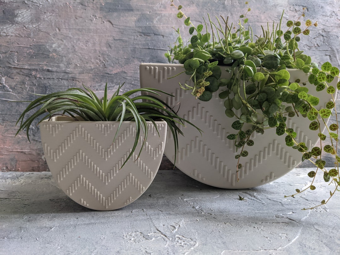 Large Set Modern Chevron Style Wall Planters - Mid Century Modern ...