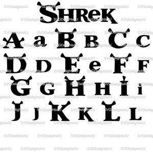 Shrek Movie Font SVG Full Alphabet & Numbers - Etsy Australia