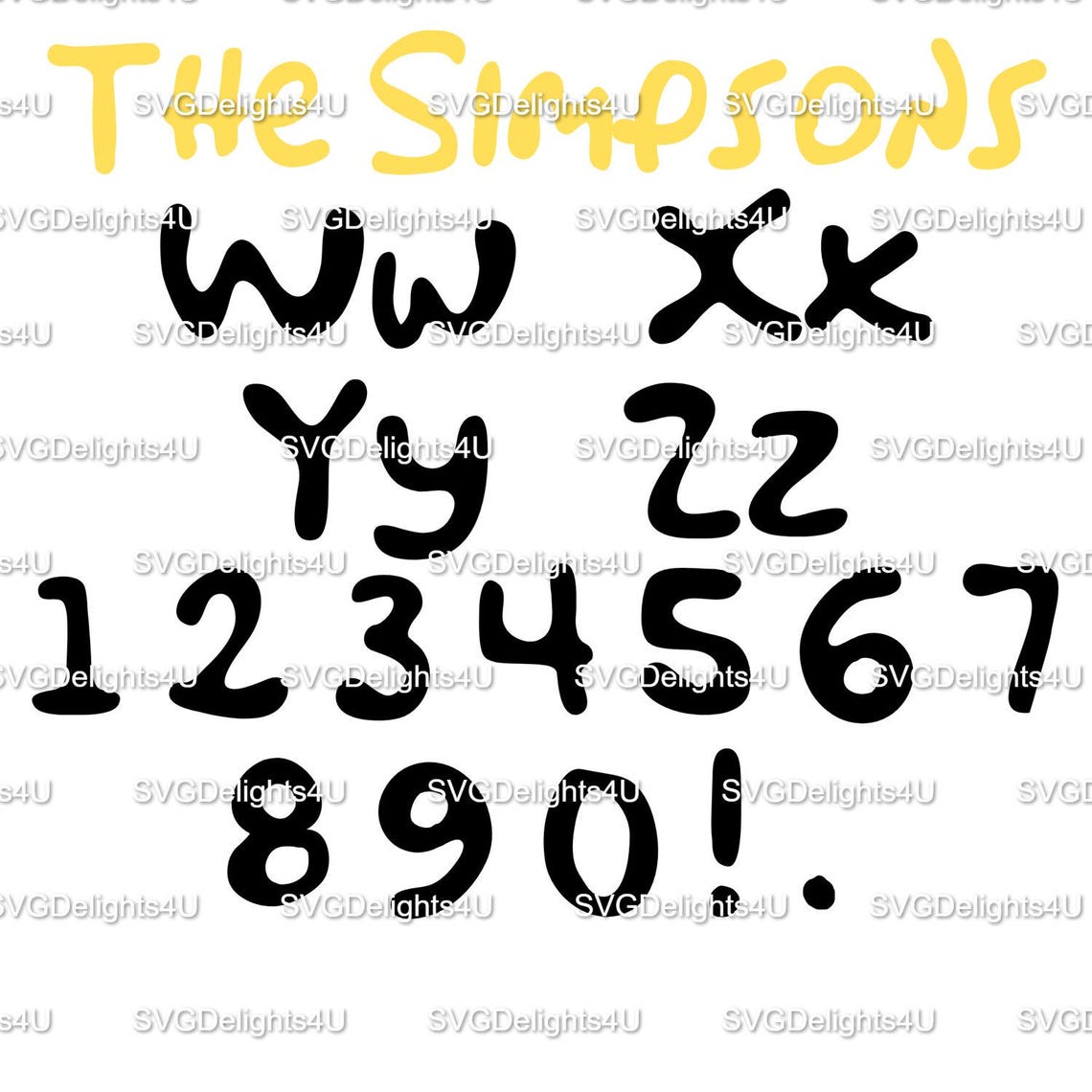 The Simpsons TV Show Font SVG and TTF Full Alphabet, Numbers, and ...