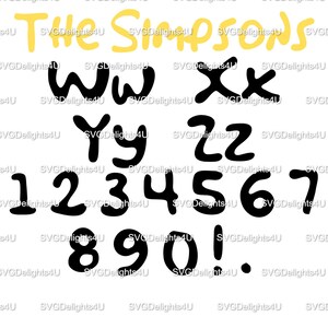 The Simpsons TV Show Font SVG and TTF Full Alphabet, Numbers, and ...