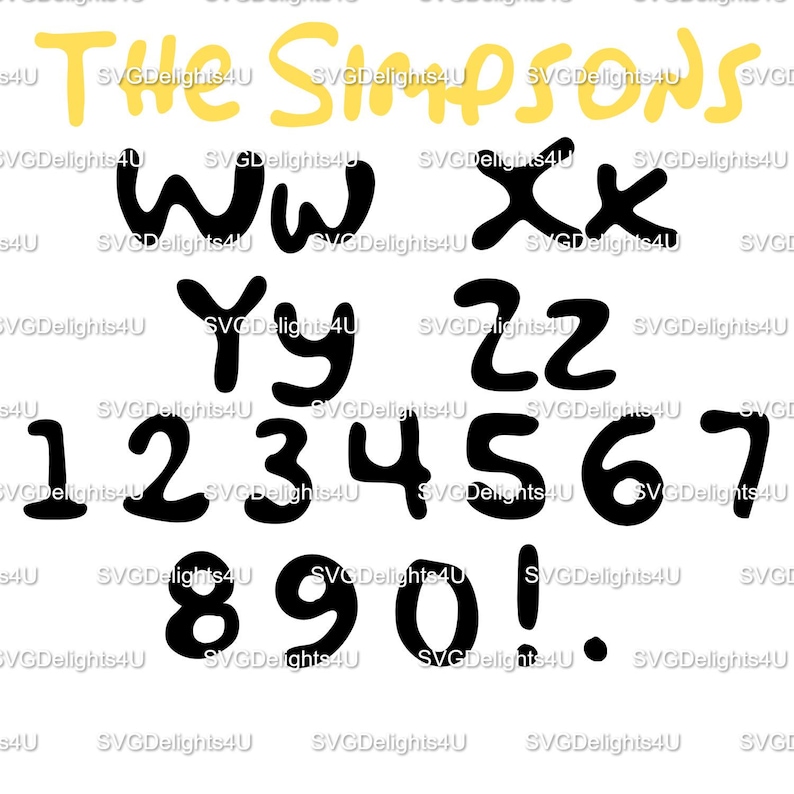 The Simpsons TV Show Font SVG and TTF Full Alphabet, Numbers, and ...