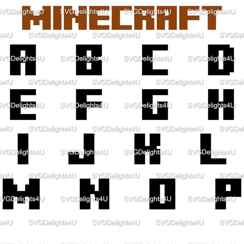 Minecraft Gaming / Gamer Font SVG and TTF Full Alphabet, Numbers, and ...