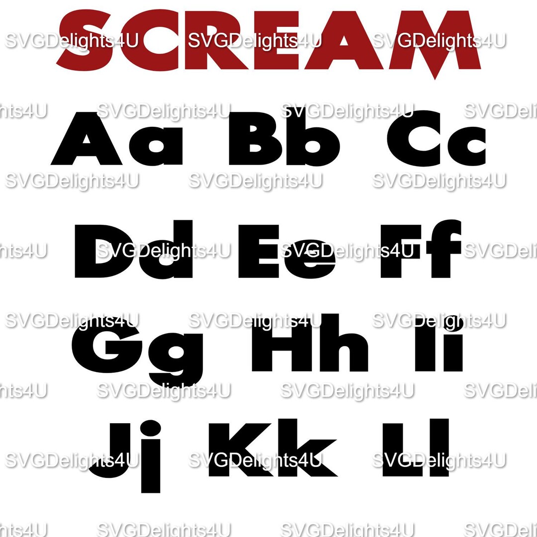 Scream Horror Movie Font SVG and TTF Full Alphabet , Number 0 9, and ...