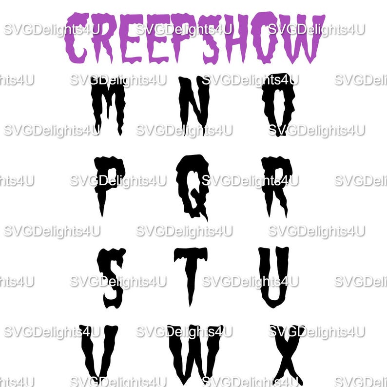 Creepshow Horror TV / Movie Font SVG and TTF Full Alphabet , Number 0 9 ...