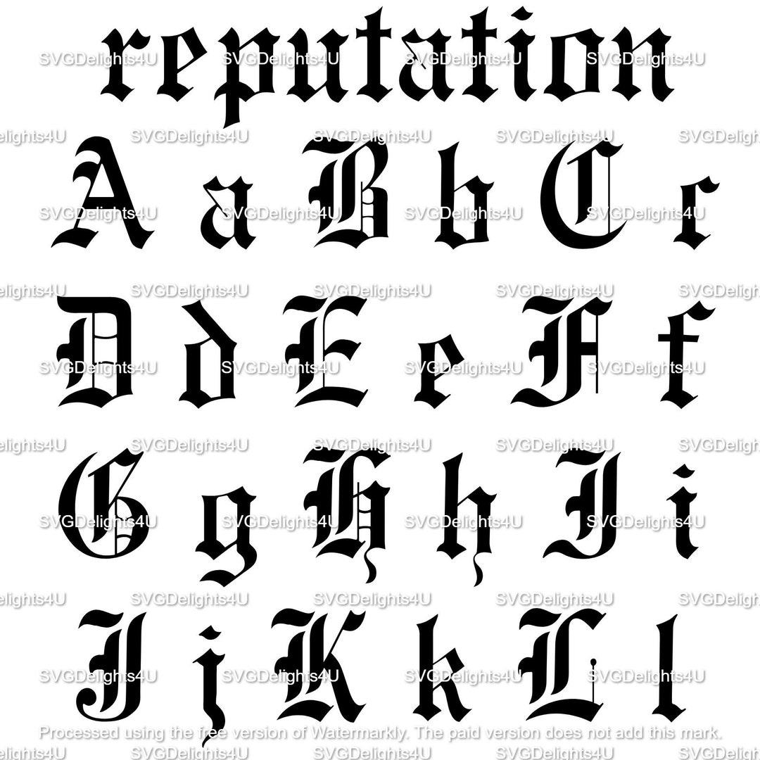 Taylor Swift Reputation Font SVG Full Alphabet, Numbers, and Special ...