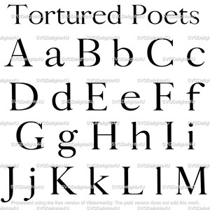 Taylor Swift the Tortured Poets Department TTPD Font Full Alphabet ...