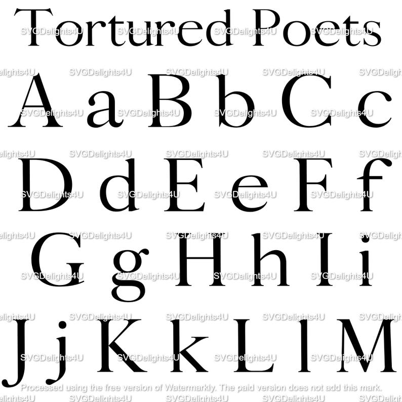 Taylor Swift the Tortured Poets Department TTPD Font Full Alphabet ...