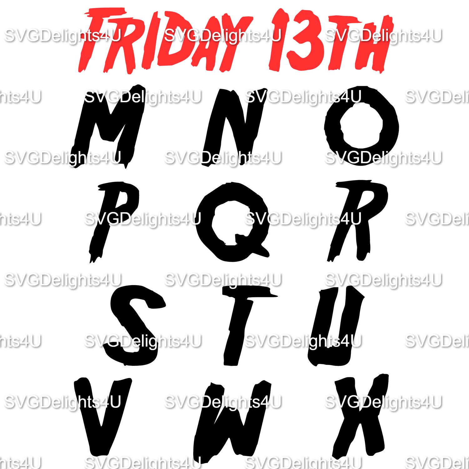 Friday the 13th Horror Movie Font SVG and TTF Full Alphabet , Number 0 ...