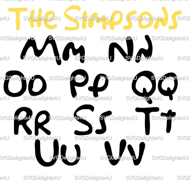 The Simpsons TV Show Font SVG and TTF Full Alphabet, Numbers, and ...