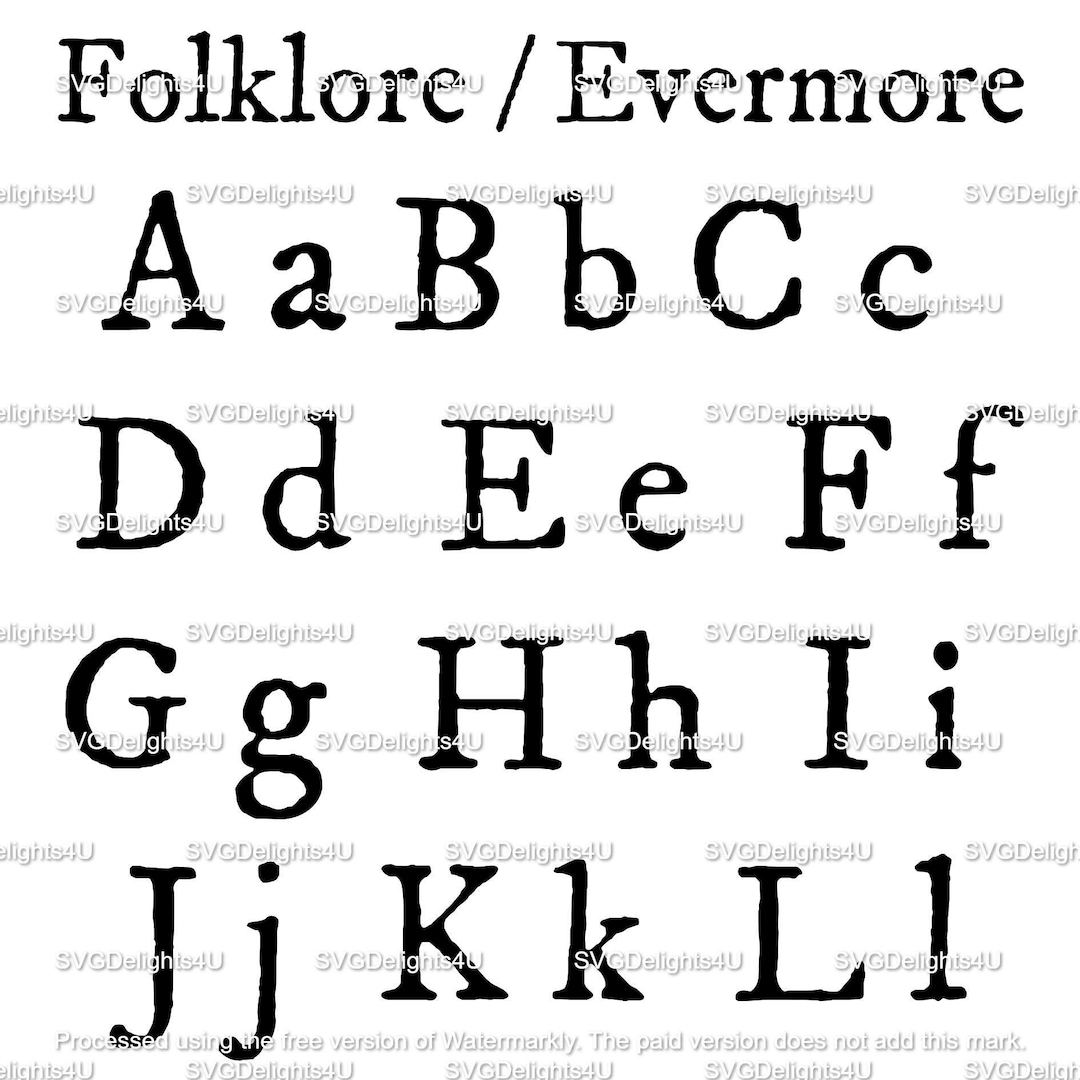 Taylor Swift Folklore and Evermore Font Full Alphabet, Numbers, and ...