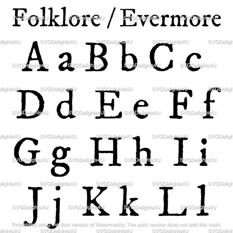 Taylor Swift Folklore and Evermore Font Full Alphabet, Numbers, and ...