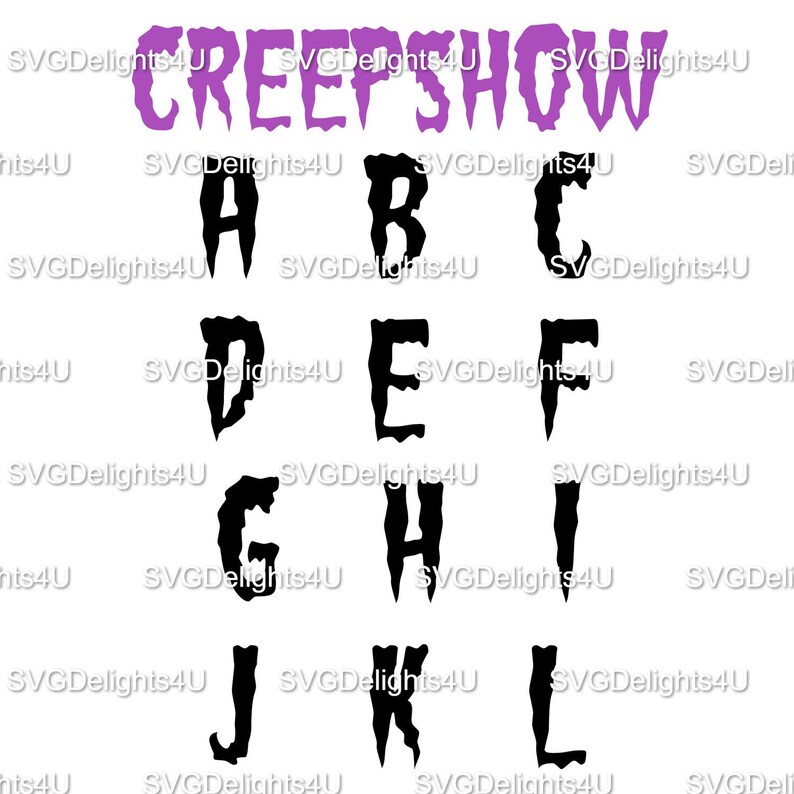 Creepshow Horror TV / Movie Font SVG and TTF Full Alphabet , Number 0 9 ...