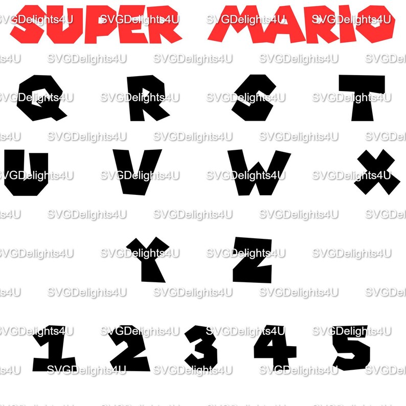 Super Mario Logo Gaming / Gamer Font SVG and TTF Full Alphabet, Numbers ...