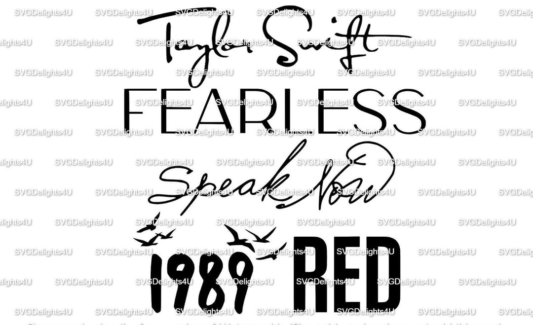 Taylor Swift Album Logos Svg Debut Fearless Speak Now Red 1989