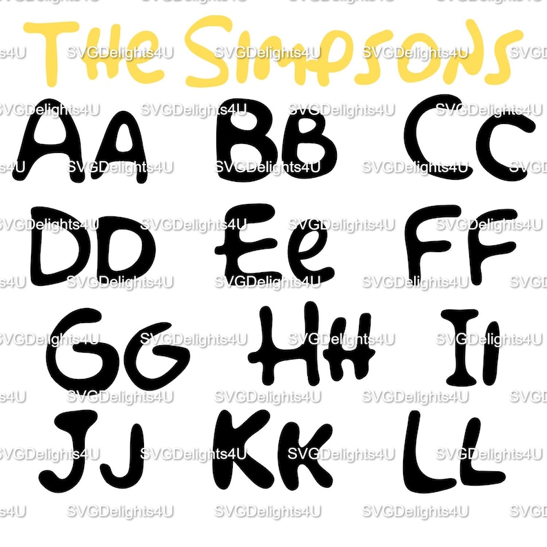 The Simpsons TV Show Font SVG and TTF Full Alphabet, Numbers, and ...