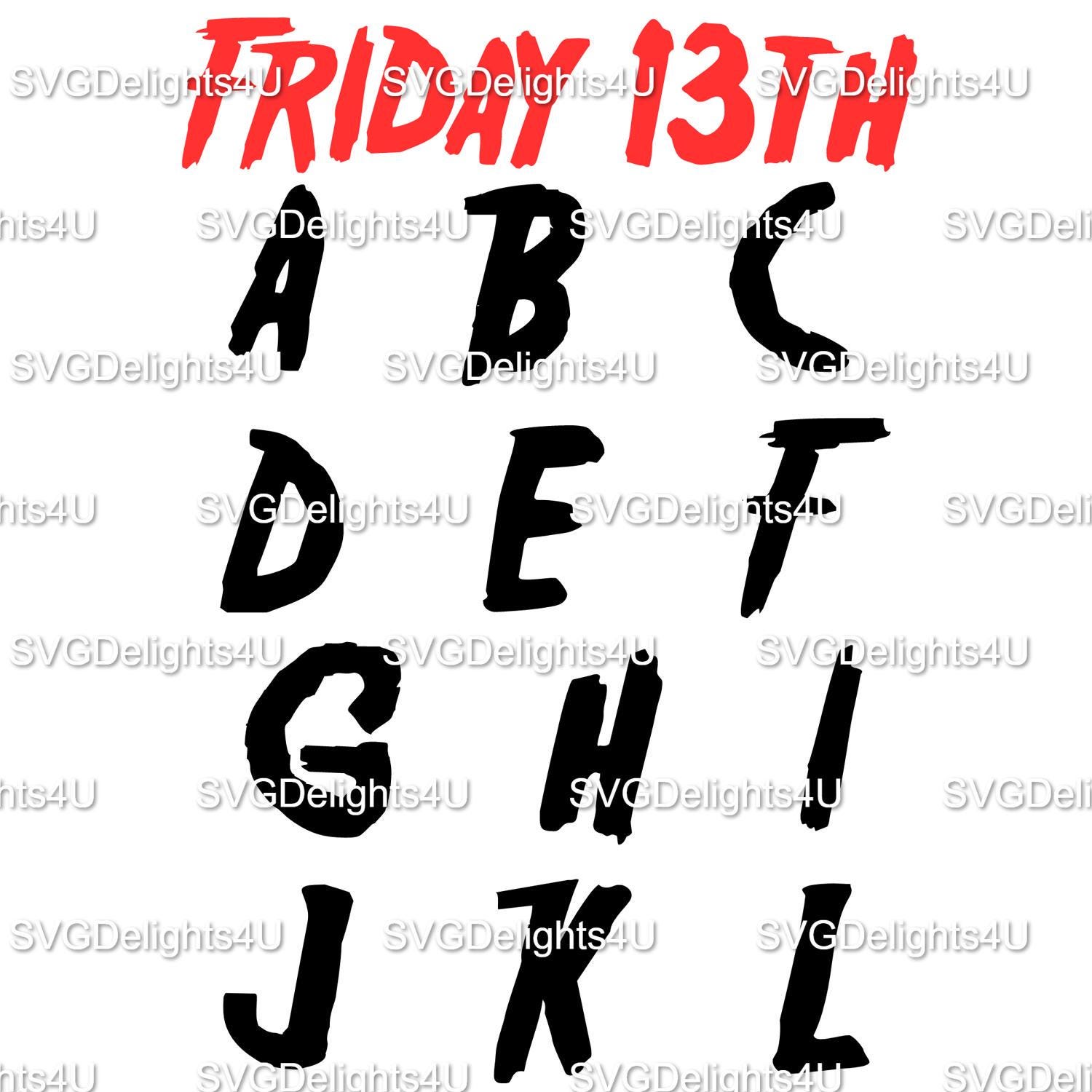 Friday the 13th Horror Movie Font SVG and TTF Full Alphabet , Number 0 ...