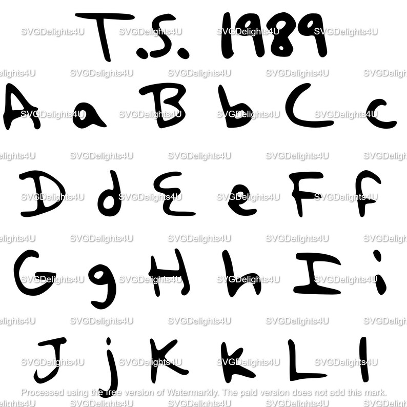 Taylor Swift 1989 Font Full Alphabet, Numbers, and Special Characters ...