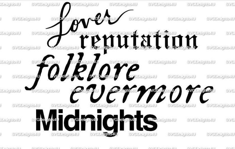 Taylor Swift Album Logos SVG Reputation , Lover , Folklore , Evermore ...