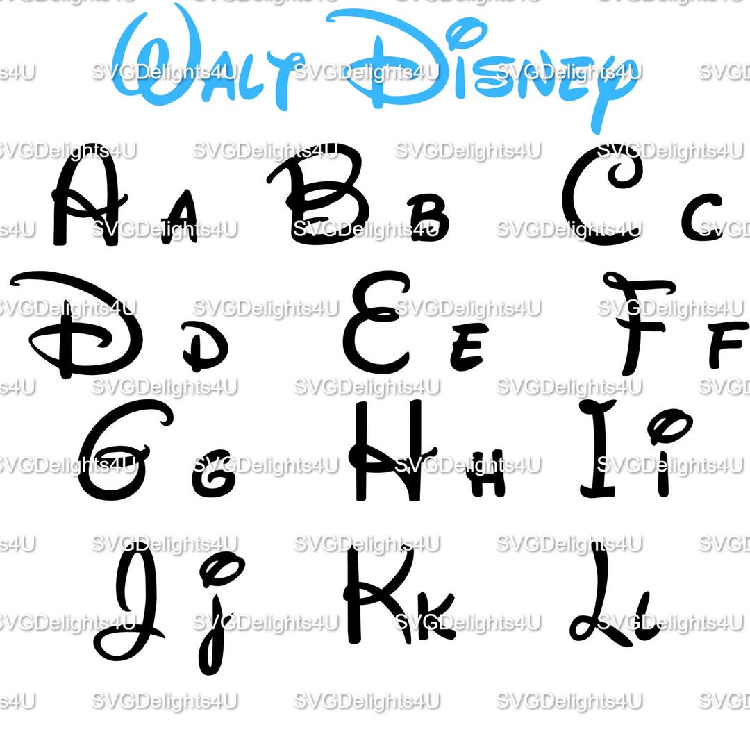 Walt Disney Font SVG and TTF Full Alphabet, Numbers, and Special ...