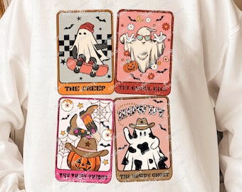 Retro Halloween Ghost Tarot Card Png, Retro Halloween Png, Retro Western Png, Summer Halloween ...