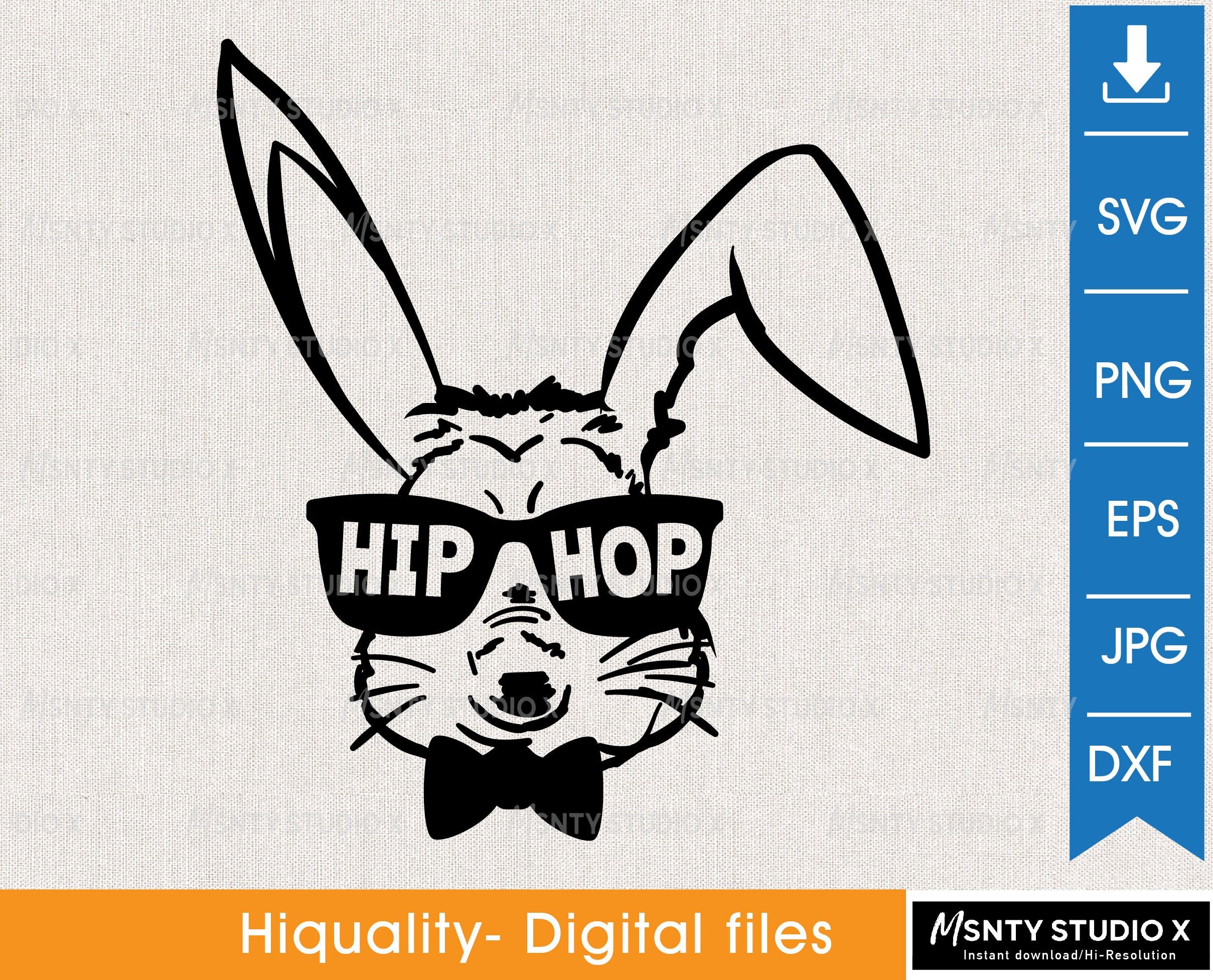 Hip Hop Svgbunny Face Svgcool Bunny SVG Happy Easter | Etsy